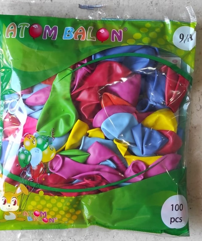 atom pastel 9-a balon düz renk karışık